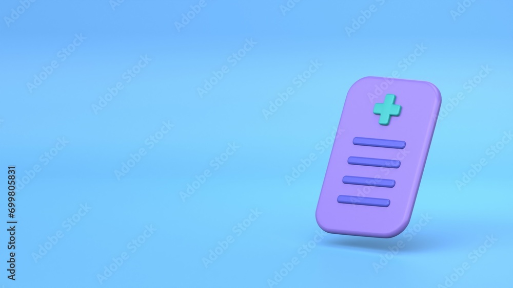 Health insurance 3d render. Medical checkup document for doctor and ...