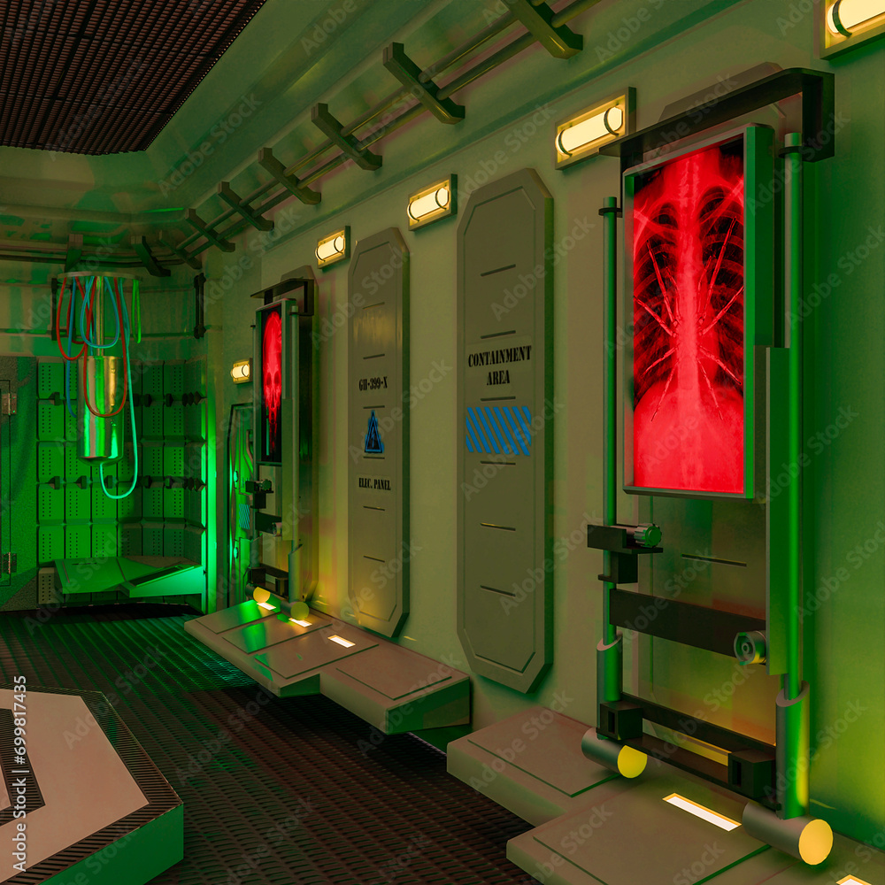 side view of the x-ray viewing screen in the laboratory where clones ...
