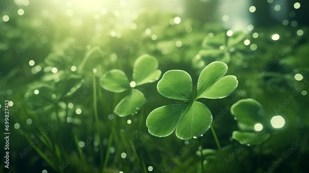 Foto de Symbol of St. Patrick's Day. Field of green shamrock in field ...