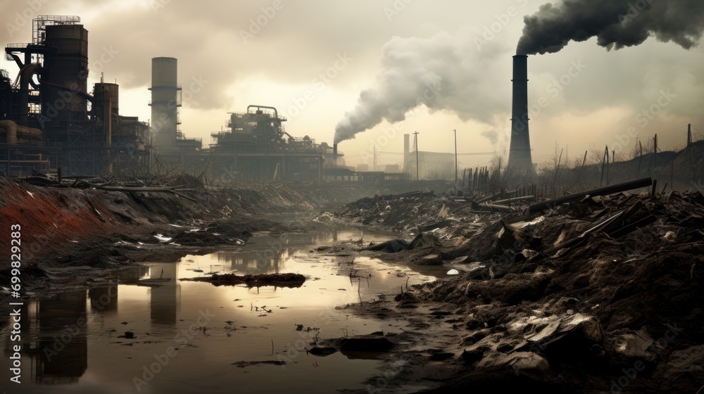Environmental pollution, factory pipes emit harmful substances Stock ...