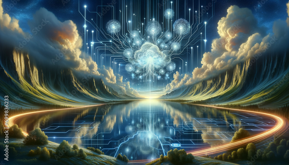 Surreal landscape blending technology and nature with neural network ...