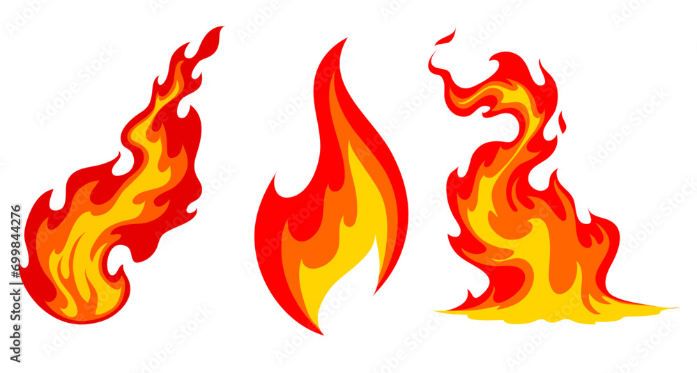 Flaming Inferno Fire Hot Ignition Blaze Ardor Sign. Set of red and ...