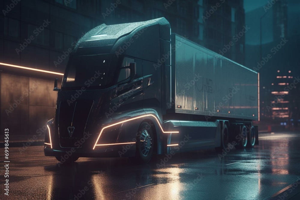 Next-gen self-driving cargo truck for global logistics, import/export and transport industry ...