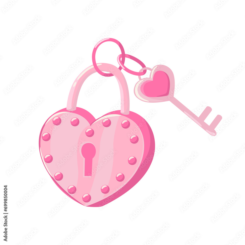 Pink heart shaped lock and key for Valentine's day as a symbol of ...