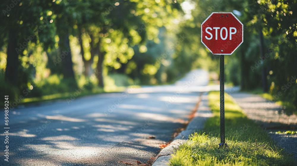 A stop sign on a school zone road, emphasizing child safety, signboard ...