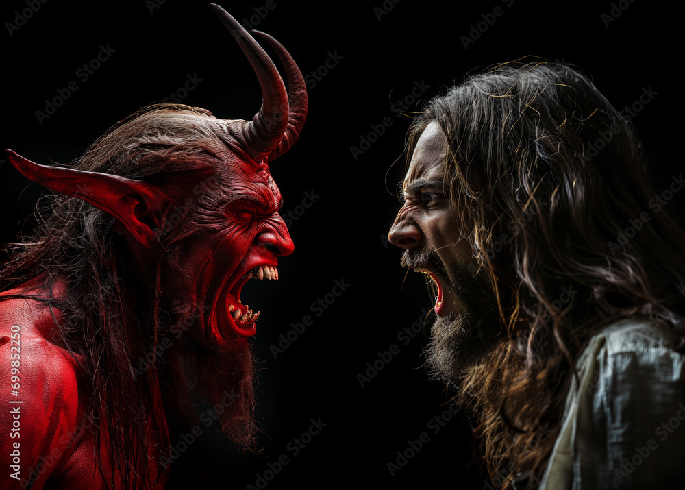 Good and bad - duel concept art - Jesus vs. Lucifer - God versus Devil ...