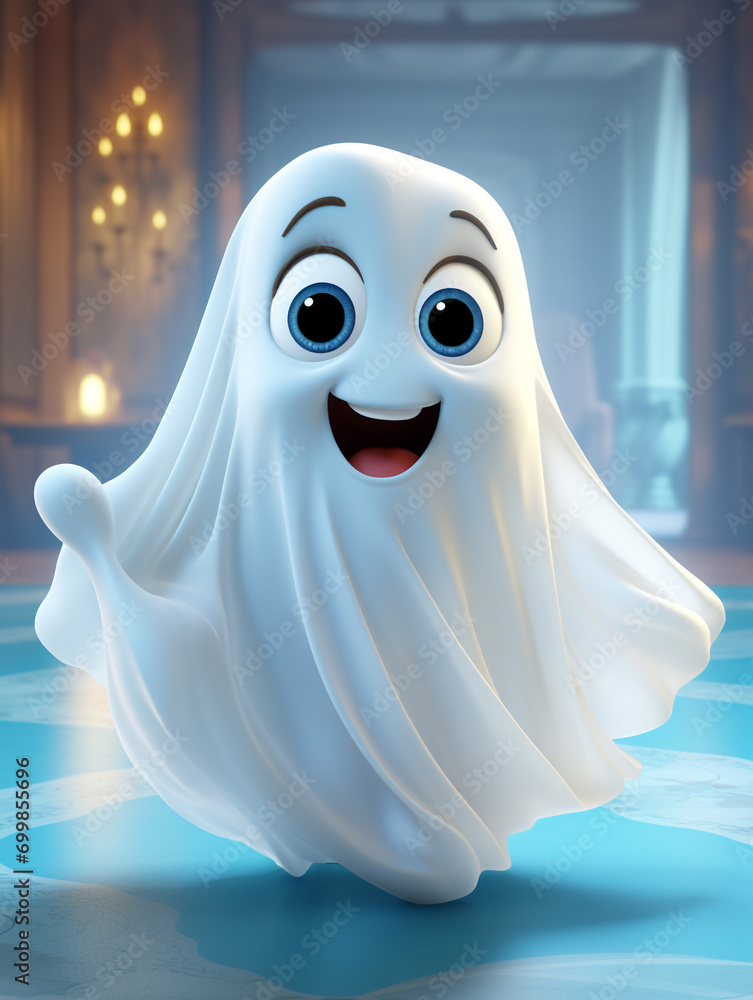 Cute funny happy fantasy smiling animated ghosts. disembodied and ...