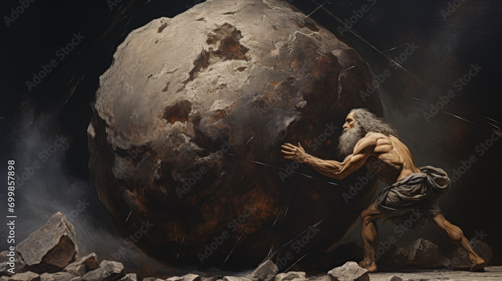Sisyphus is pushing a rock up a mountain. The enduring symbolism of ...
