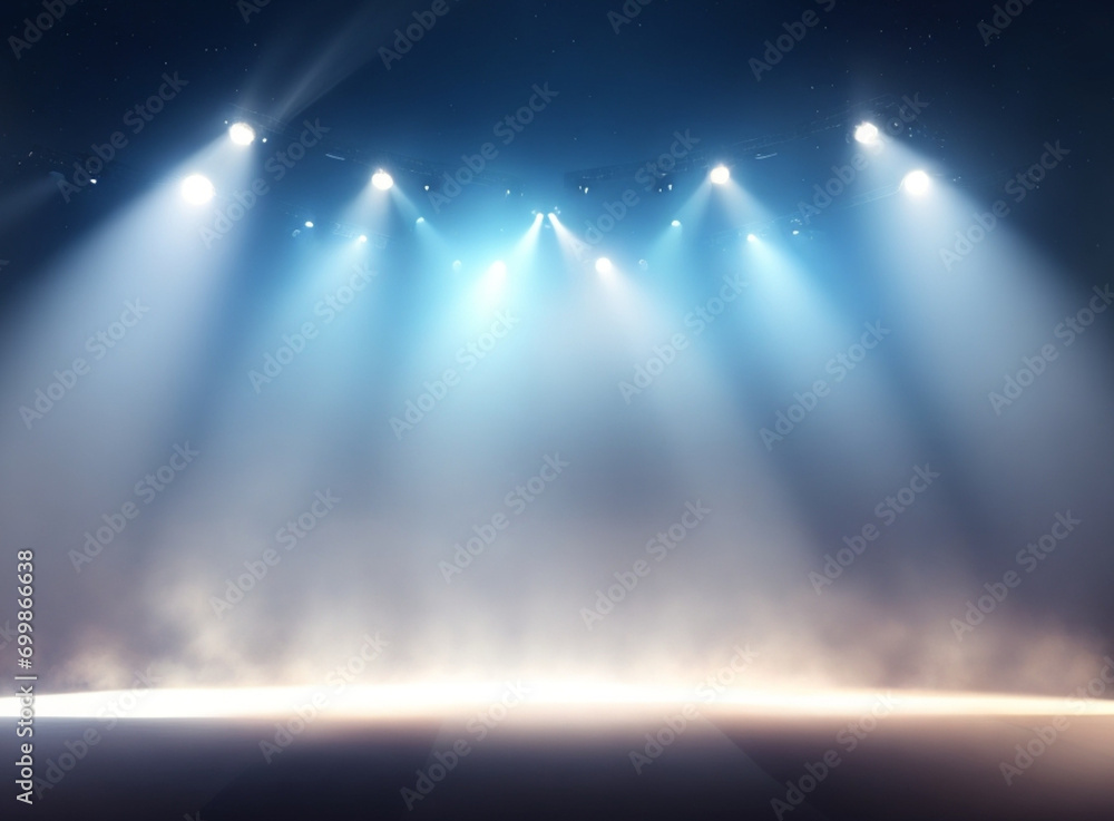 Foto Stock Palco da concerto vuoto con faretti illuminati e fumo ...