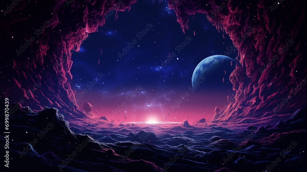 Game scene background, Cosmos cartoon background, planets, stars and ...