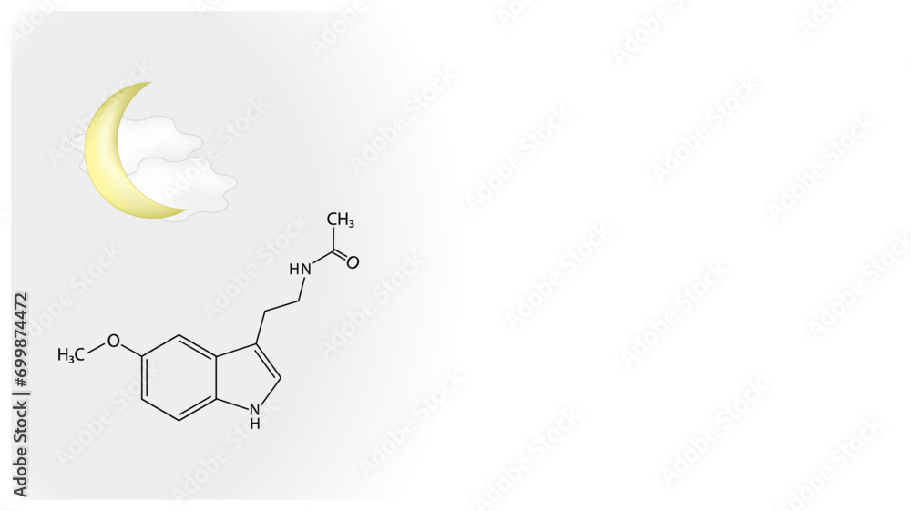 Melatonin structural chemical formula. Sleep hormone. Pineal gland ...