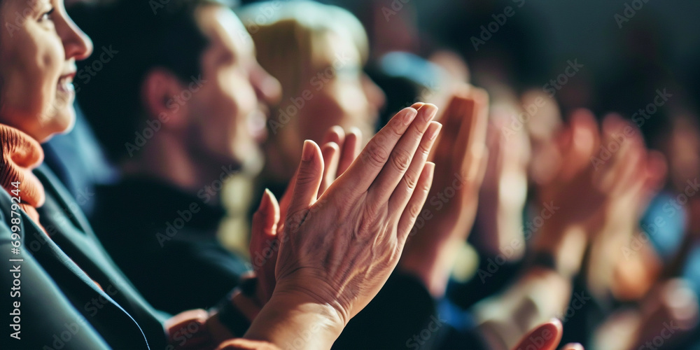 Audience clapping their hands at a large event Stock Photo | Adobe Stock
