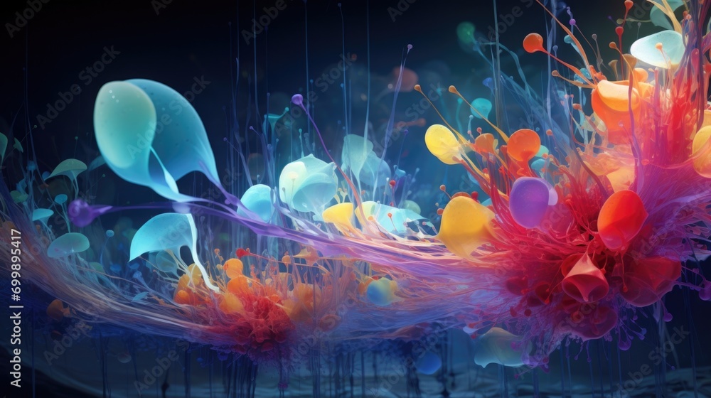 A vibrant symphony of color and movement, depicting the merging of ...