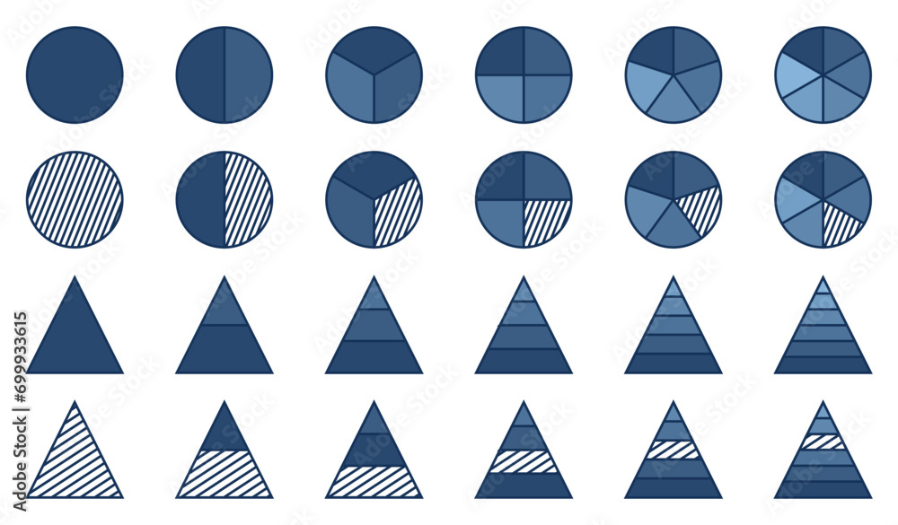 Set of diagram or division icons. round and triangle design isolated on ...