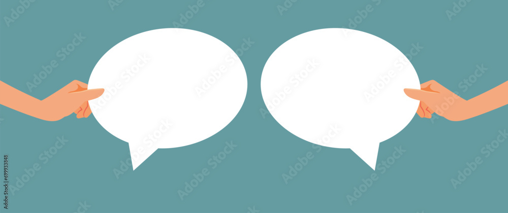 People Holding Speech Bubbles Vector Cartoon Illustration. Couple ...