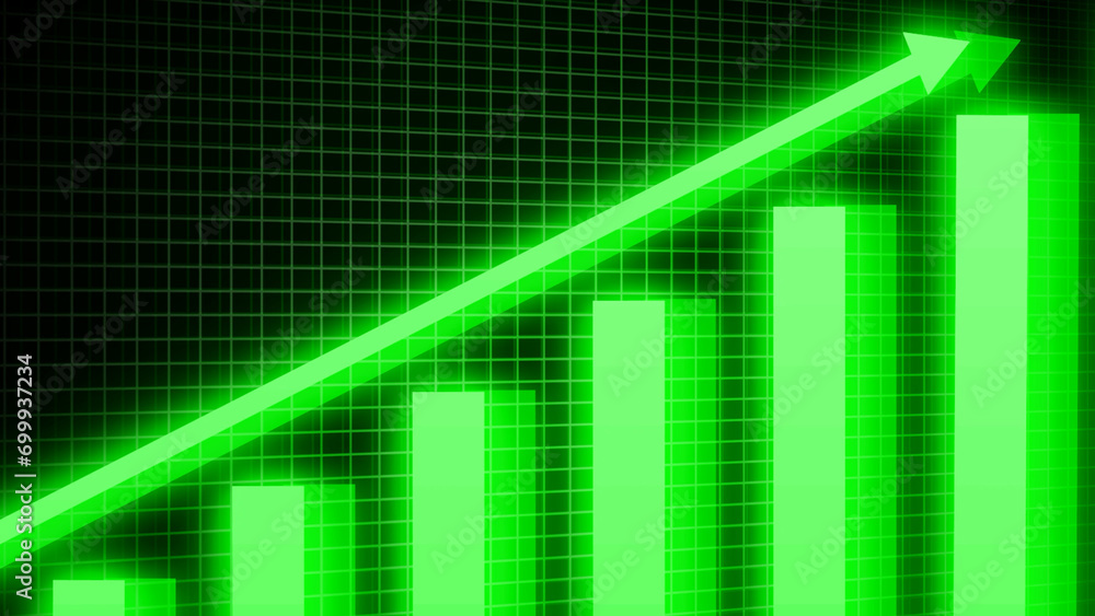 Growing arrow graph with grid line background. showing 3d arrow growth ...
