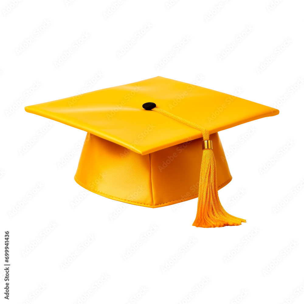 Yellow graduation cap. Isolated on transparent background. Stock Photo ...