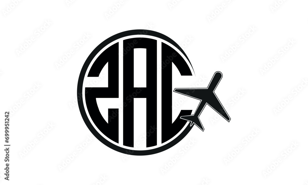 ZAC three initial letter circle tour & travel agency logo design vector ...