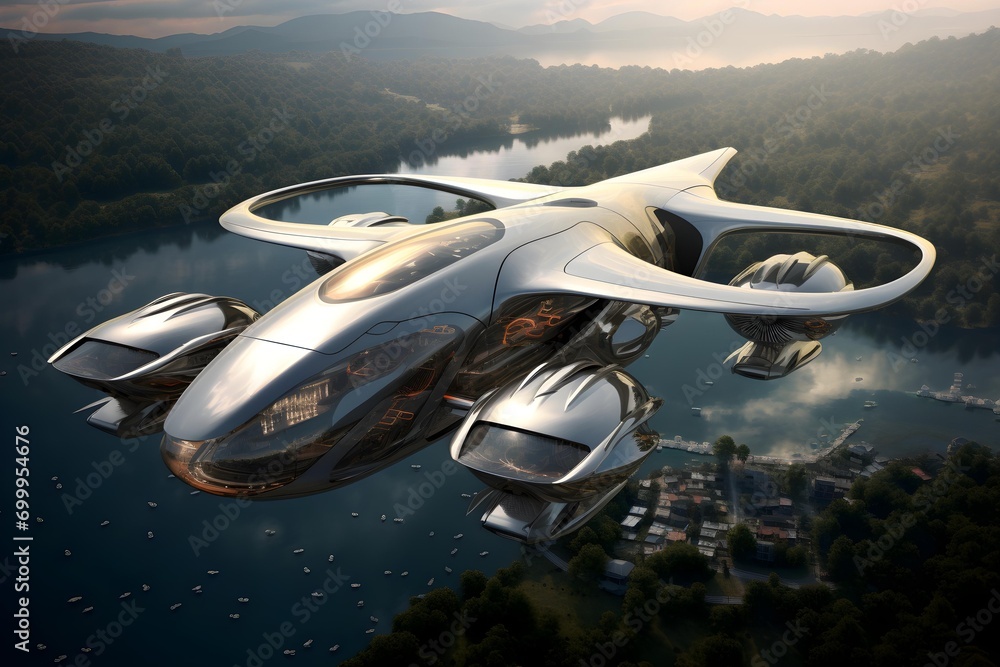 skyward marvel: futuristic airplane with 360-degree views and anti ...