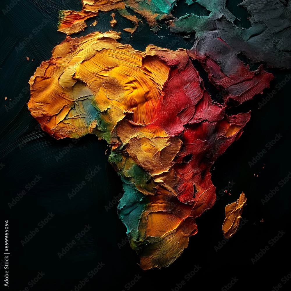 Vibrant 3D map of Africa in Pan-African colors representing Black ...