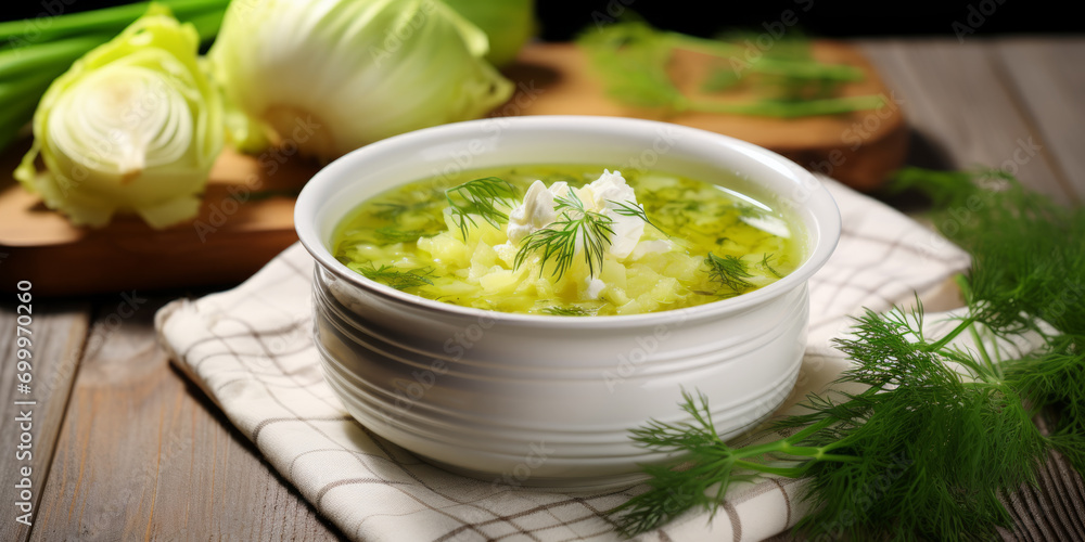Bowl of soup sitting on top of a table, featuring good, healthy, and ...