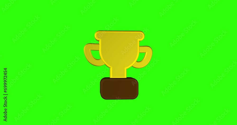 4k 3d golden trophy icon animation on green screen,golden trophy icon ...