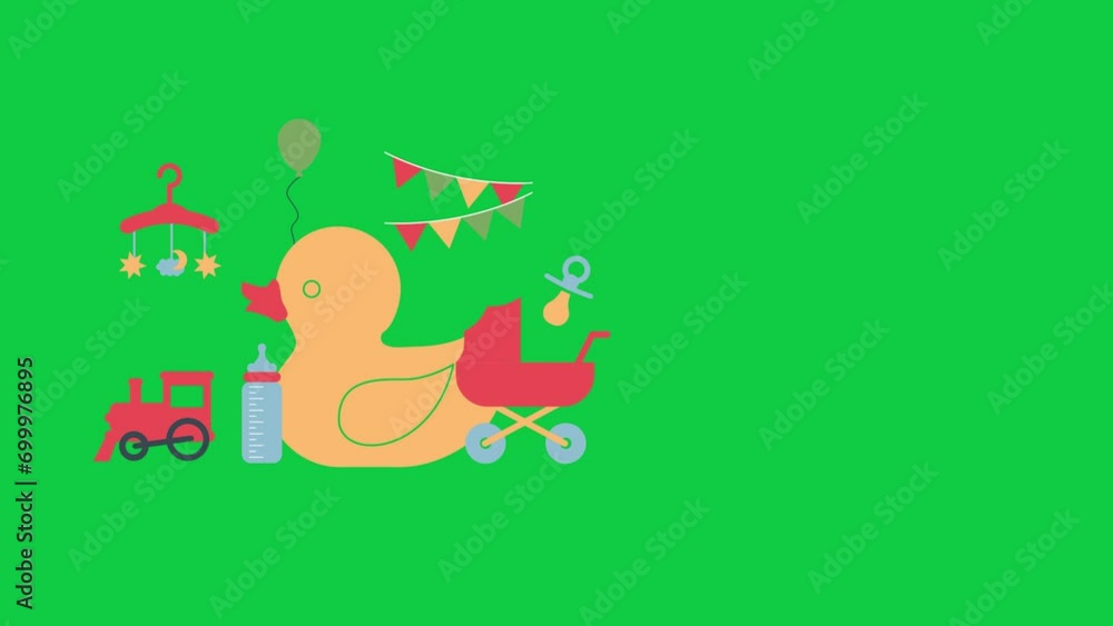 4K Animated Infographic Footage visualizing Baby Care, Hanger Toy ...