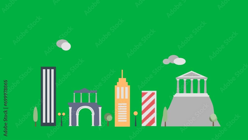 4K Infographic of Athens city map navigation icon, motion graphics with ...