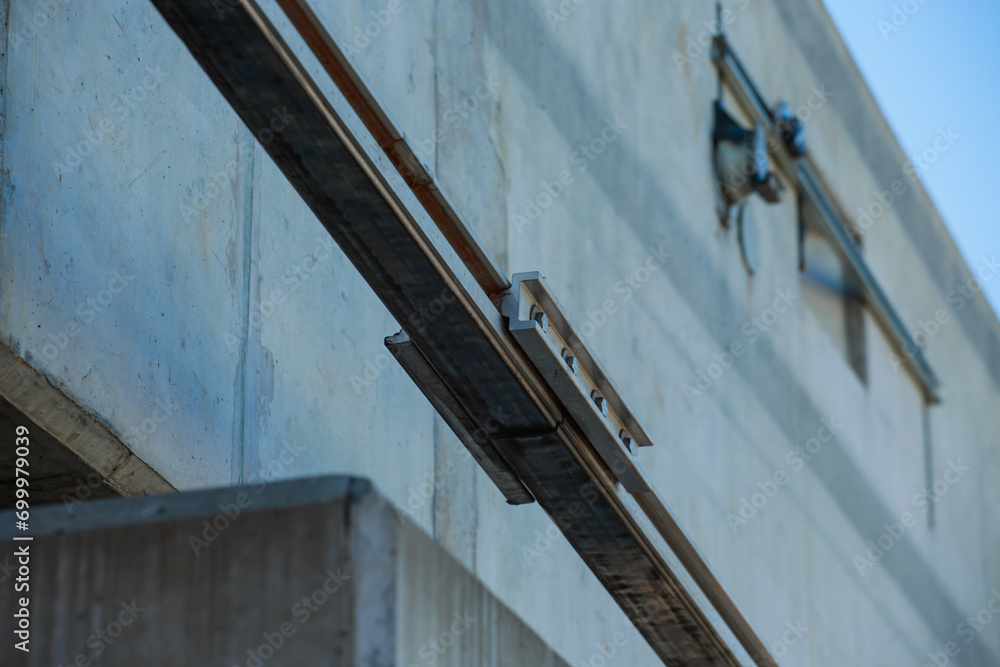 Nonthaburi province, Pink Line electric train accident. Stainless steel ...