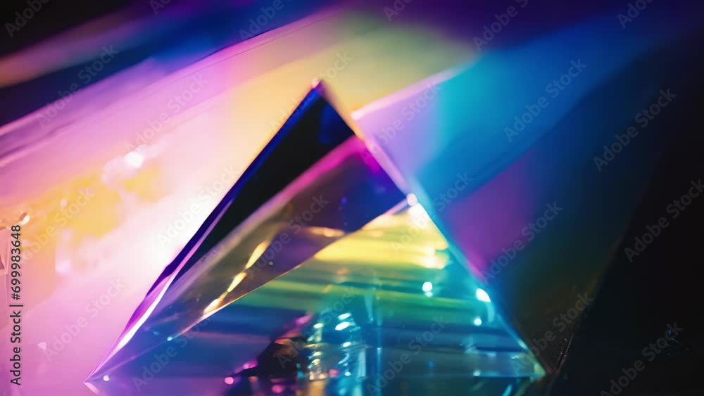 A microscope of a prism splitting a beam of light into a rainbow ...