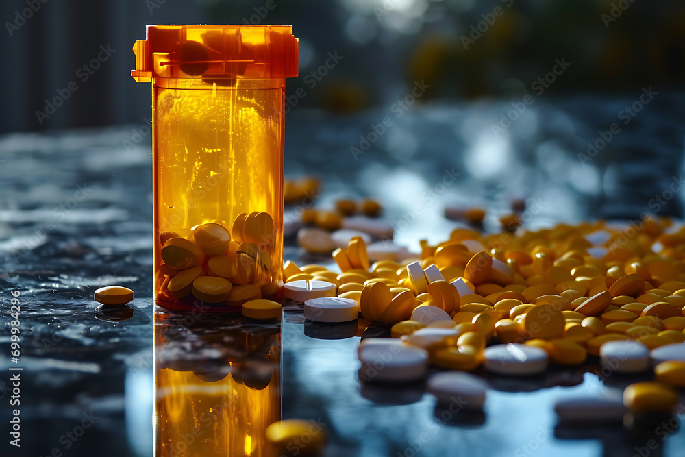 A High-Quality Image Depicting Prescription Opioids, Pills in a Bottle ...