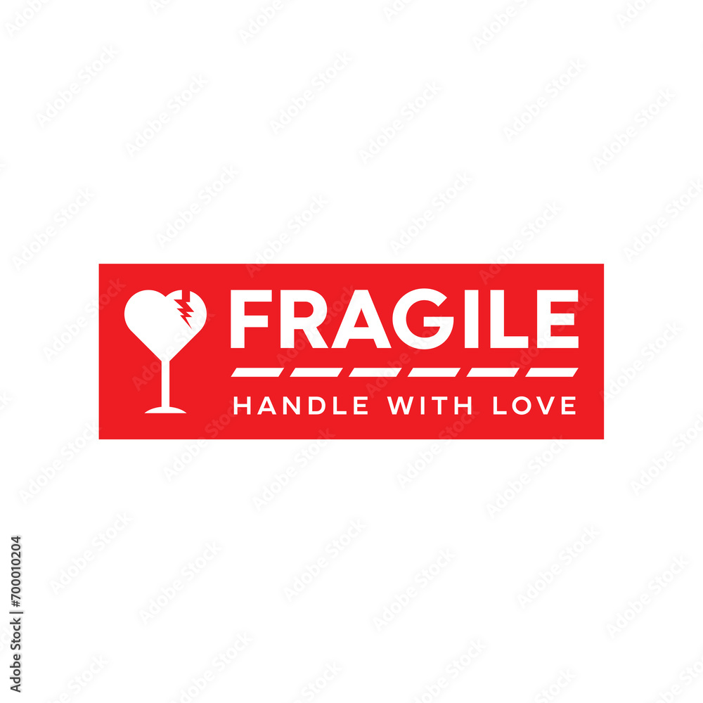 fragile logo icon with a unique heart design concept Stock Vector ...