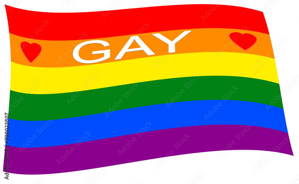 Illustrazione 3D. Bandiera Gay pride. In occasione di San Valentino e ...