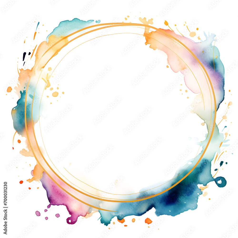 Abstract watercolor frame on png background Modern art with gold foil ...