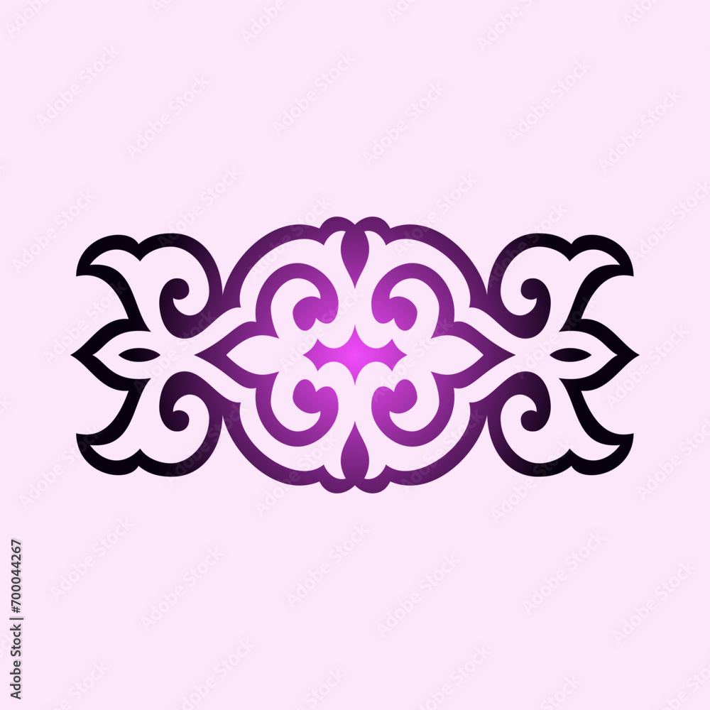 Vintage ornate linear ornaments in Kazakh traditional style. Asian ...