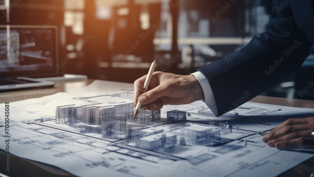 Corporate Graphing: Man Drafting a Graphical Representation in the ...