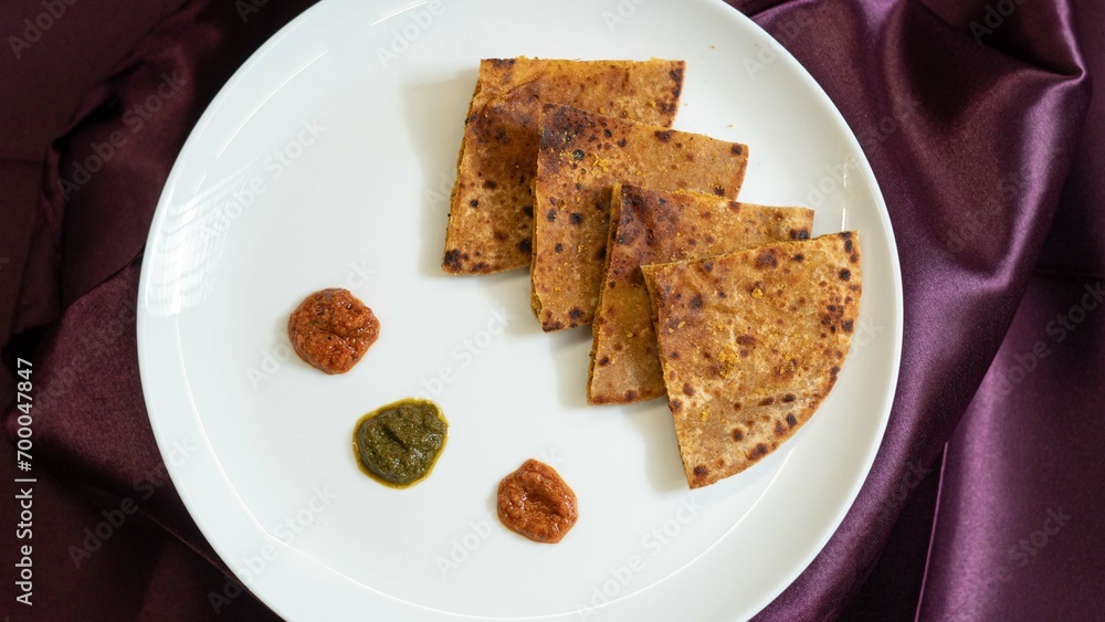Indian Potato stuffed Flatbread. Aloo Paratha and Gobi Paratha Served ...