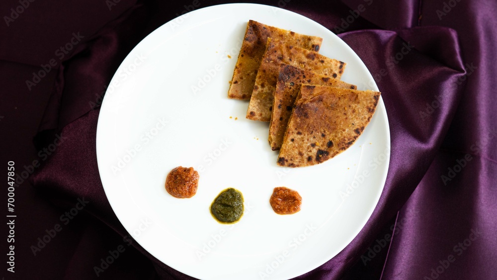 Indian Potato stuffed Flatbread. Aloo Paratha and Gobi Paratha Served ...