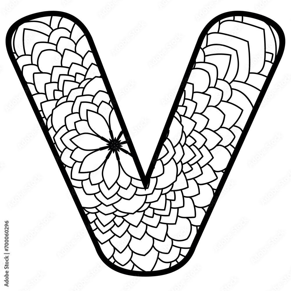 Zentangle mandala stylized ABC English language alphabet for coloring ...