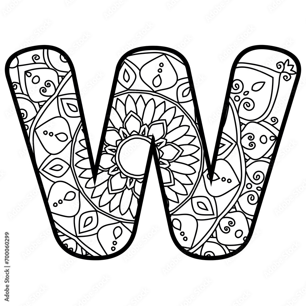 Zentangle mandala stylized ABC English language alphabet for coloring ...