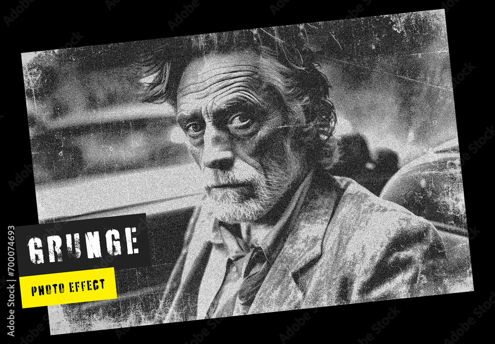 Vintage Grain Photo Effect Mockup Stock Template | Adobe Stock