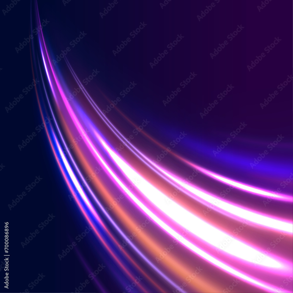 Abstract neon background with shining wires. Motion design. Magic empty ...