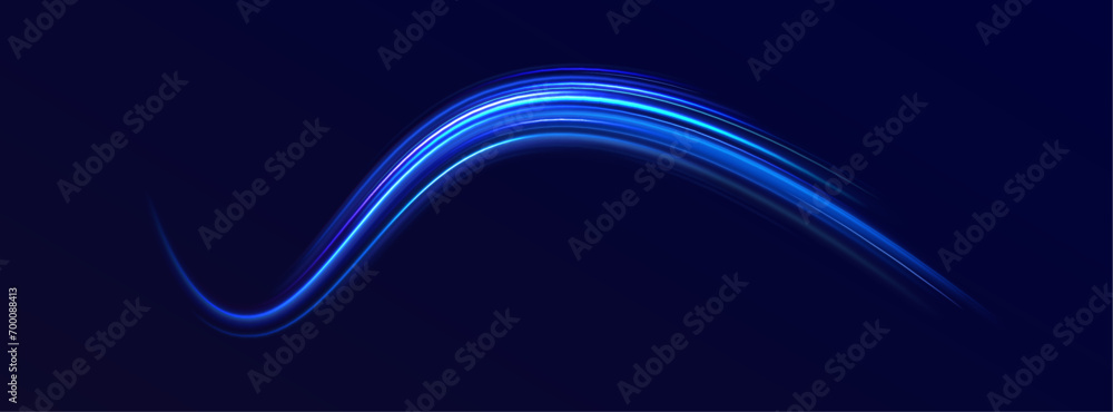 Blue speed wave illustration with shine line background. Light everyday ...