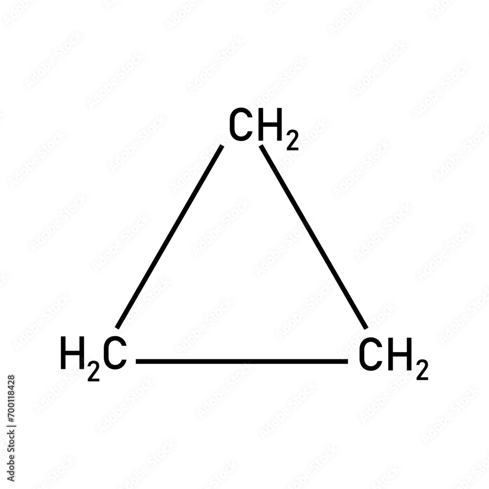 Chemical structure of Cyclopropane (C3H6). Chemical resources for ...