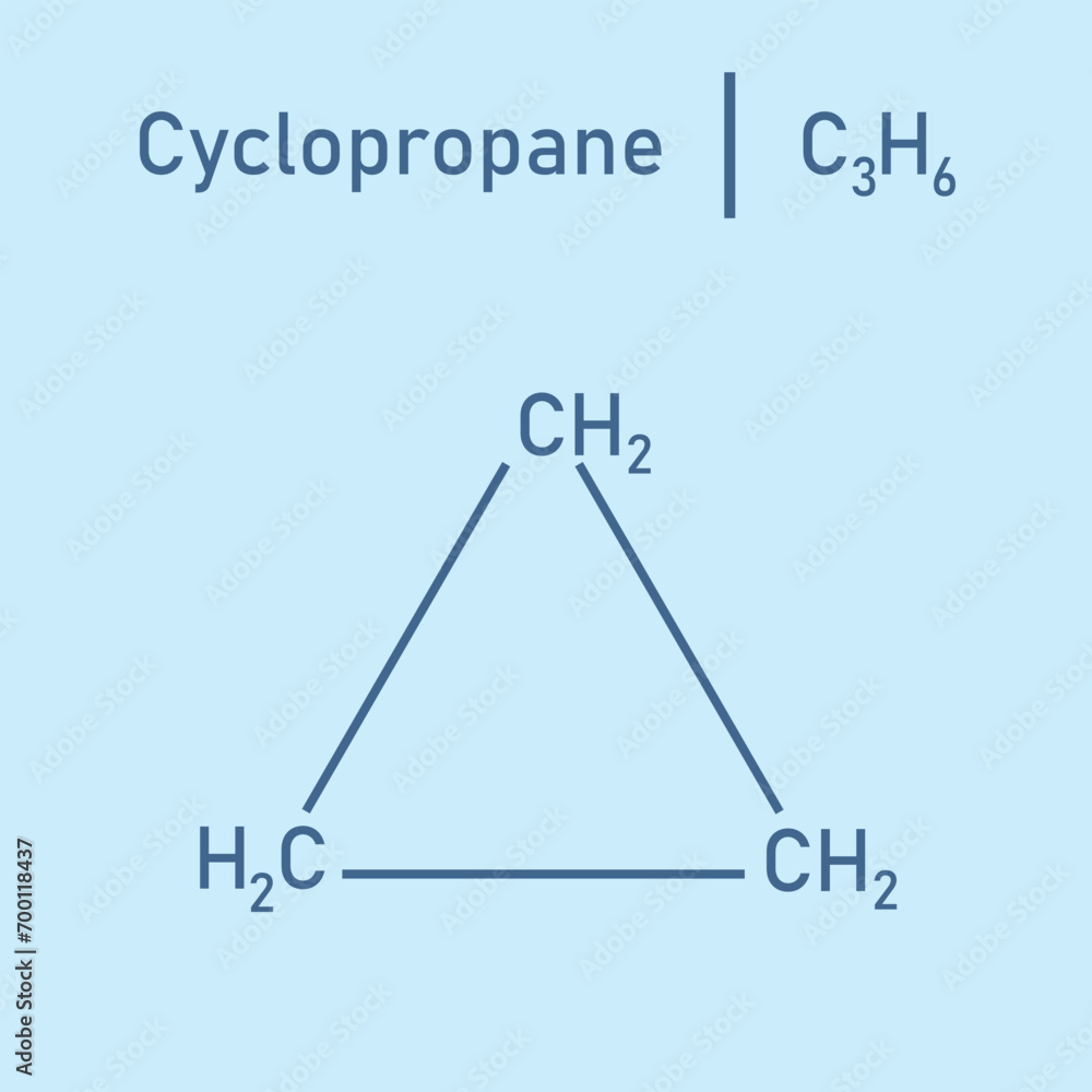 Chemical structure of Cyclopropane (C3H6). Chemical resources for teachers and students. Vector ...