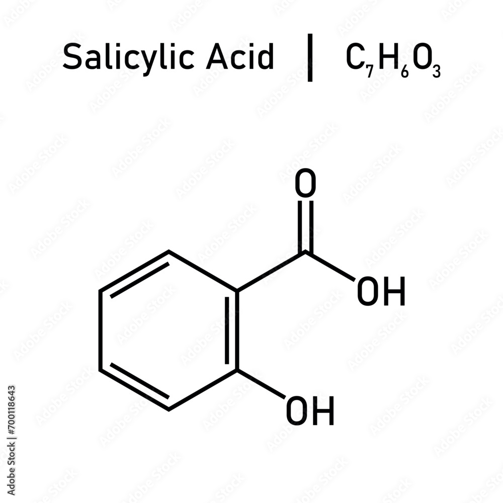 Chemical structure of Salicylic acid (C7H6O3). Chemical resources for ...