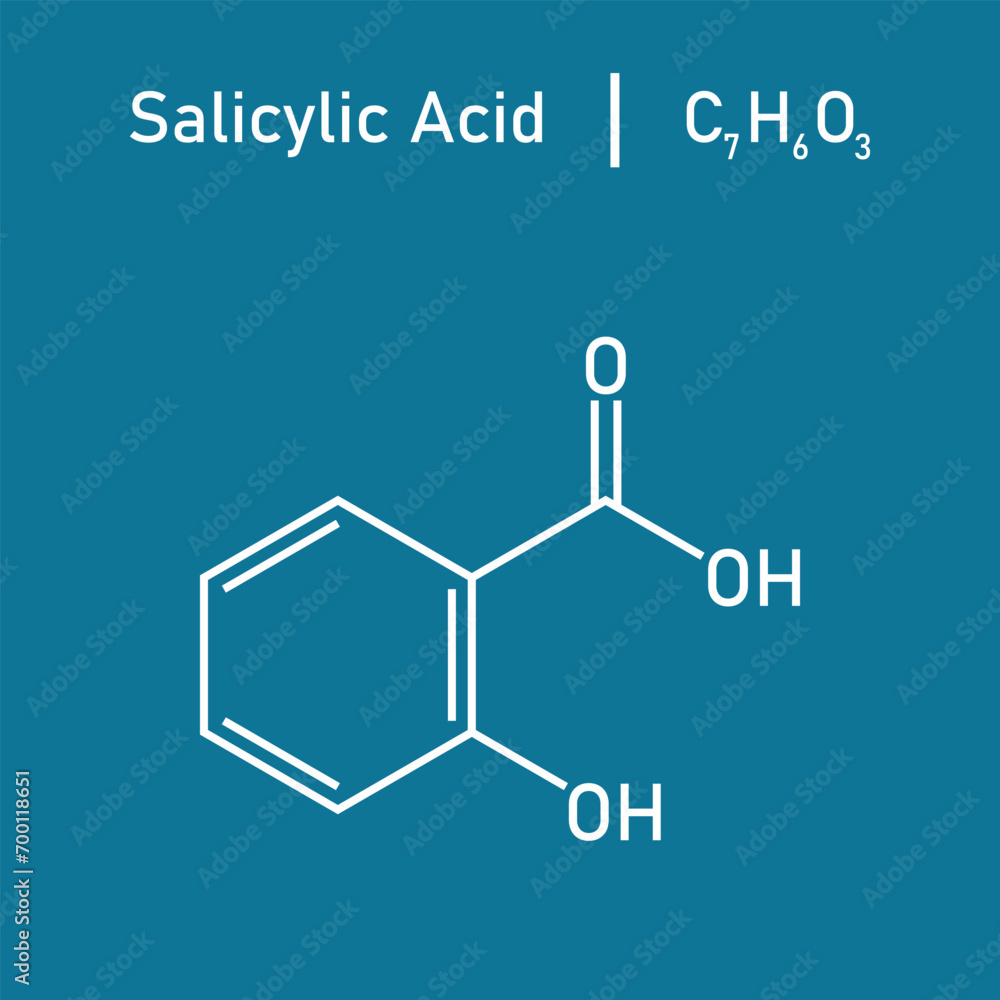 Chemical structure of Salicylic acid (C7H6O3). Chemical resources for ...