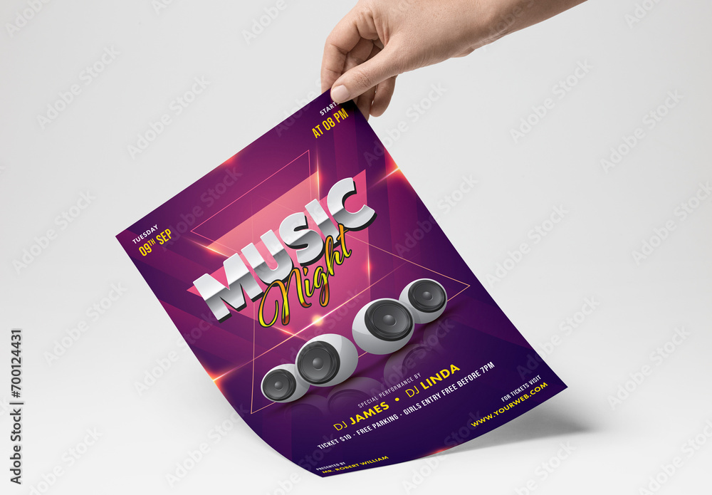 Club Party Flyer, Invitation Card Design with Realistic Woofer. Stock ...
