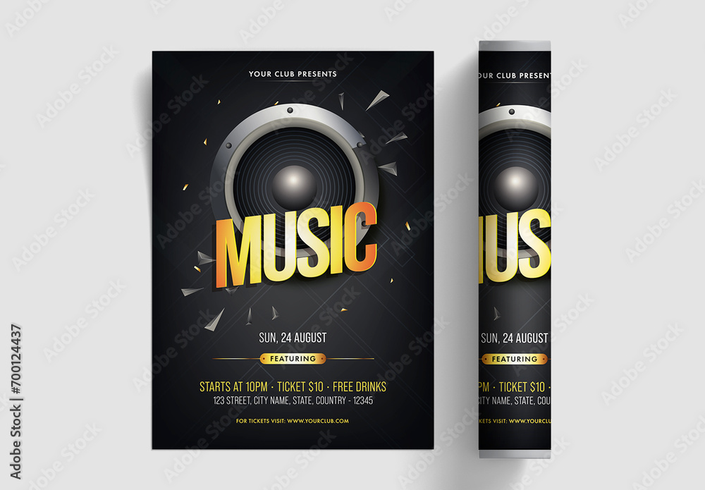 Black Sensation Party Flyer, Invitation Card Template Presenting with ...