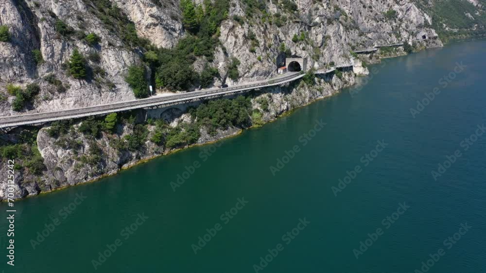 Section of the longest pedestrian and cycle path in Europe, 4K aerial ...